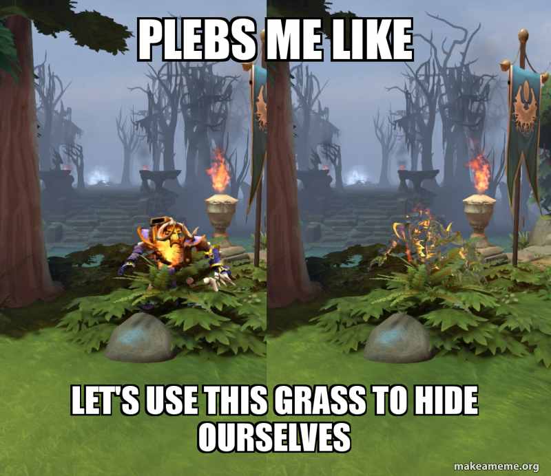 plebs me like let's use this grass to hide ourselves Meme Generator