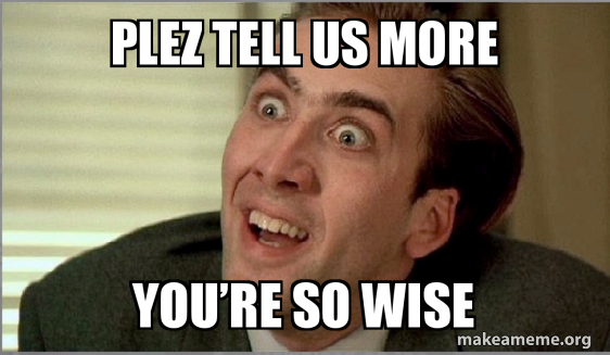 Plez tell us more Youâ€™re so wise Meme Generator