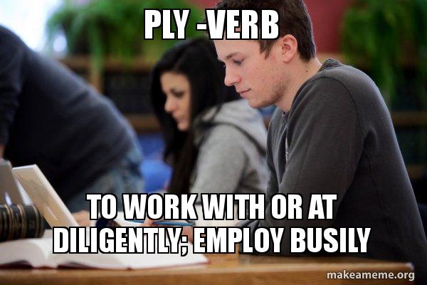 Ply -Verb To work with or at diligently; employ busily - Conscientious ...
