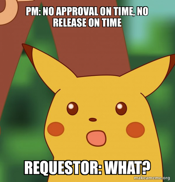 PM: No approval on time, no release on time Requestor: What ...