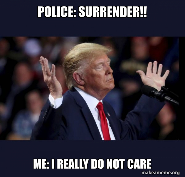 Police: surrender!! Me: I really do not care - Trump Impeached Meme ...