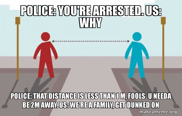 Police: You're arrested. Us: Why Police: That distance is less than 1 m ...