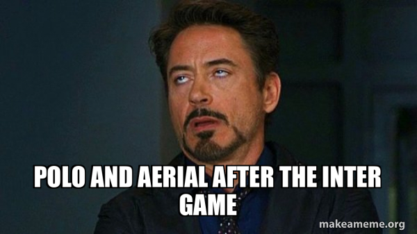 polo and aerial after the inter game - Tony Stark Eye Roll Meme Generator
