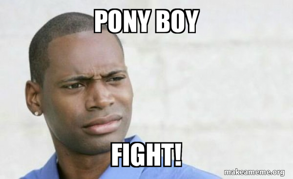 Pony Boy FIGHT! - Confused Black Man Meme Generator