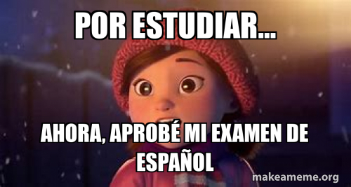 por estudiar... ahora, Aprobé mi examen de español Meme Generator