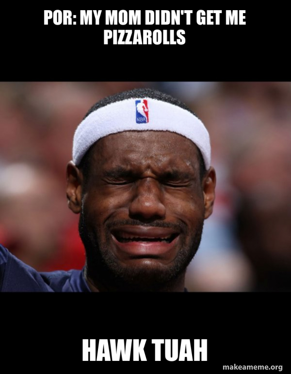por: my mom didn't get me pizzarolls hawk tuah - Lebron Crying Meme ...