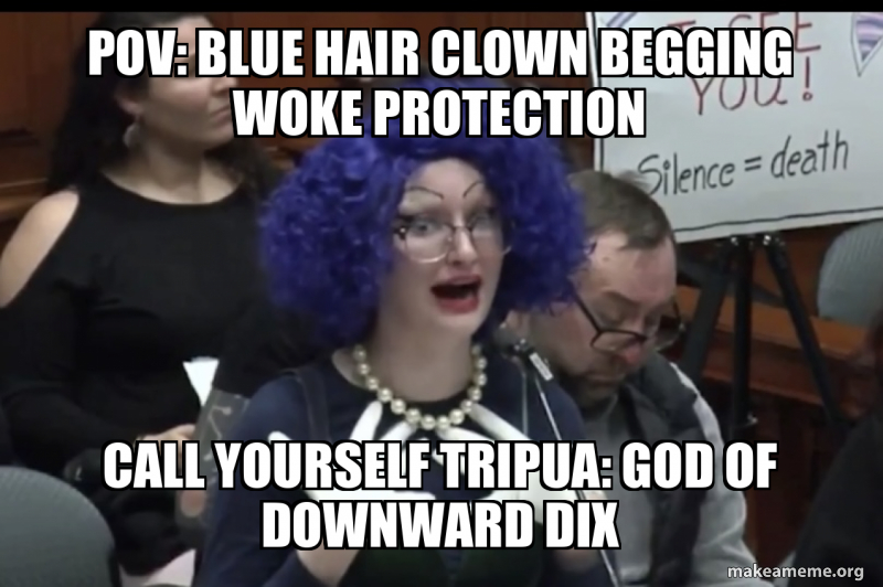 Pov: blue HaIr Clown Begging Woke Protection Call YourSelf TriPUA: God ...