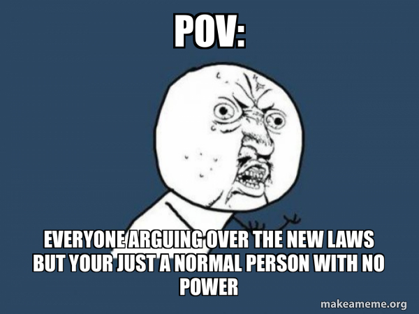POV: Everyone arguing over the new laws but your just a normal person ...