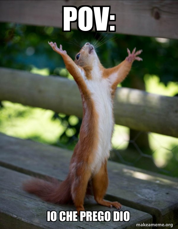 Pov: Io che prego dio - Happy Squirrel Meme Generator