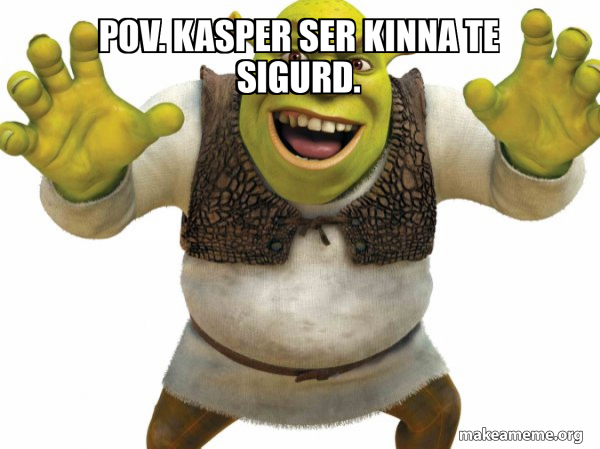 Pov. kasper ser kinna te sigurd. - Shrek Meme Generator