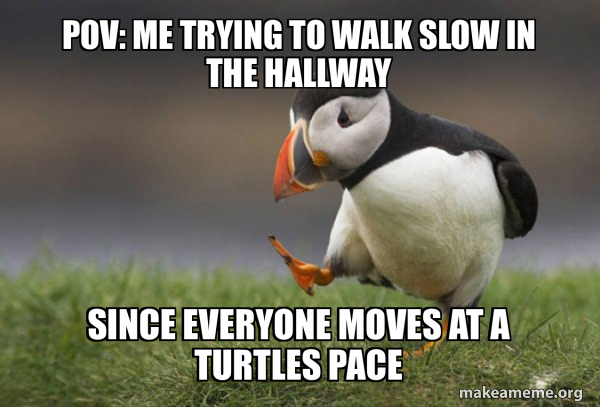 POV: Me trying to walk slow in the hallway Since everyone moves at a ...