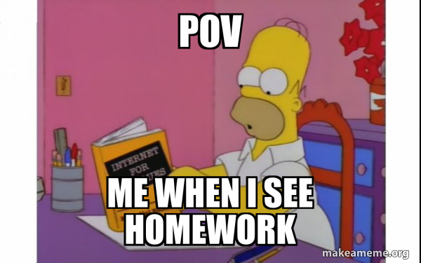 POV Me when I see homework - Computer Homer Meme Generator
