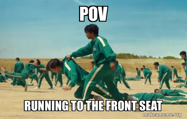 pov running to the front seat - Squid Game Ali Holding Seong Meme Generator
