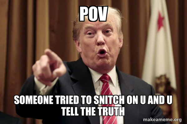 POV Someone Tried to snitch on u and u tell the truth - Donald Trump ...