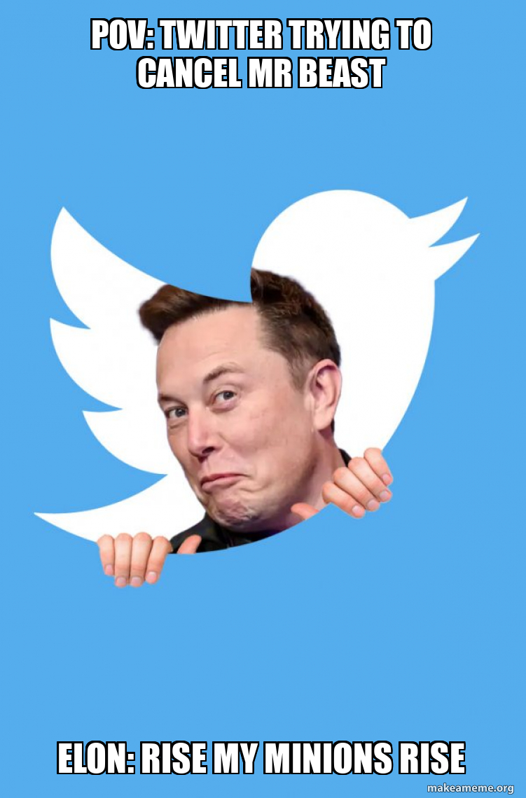 POV: twitter trying to cancel mr beast Elon: RISE MY MINIONS RISE ...