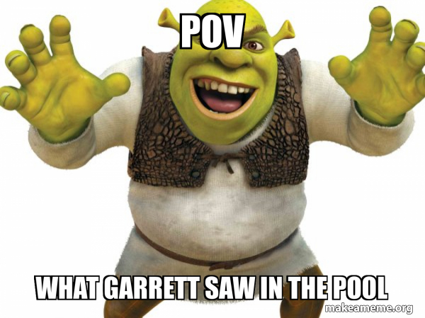 Pov what Garrett saw in the pool - Shrek Meme Generator