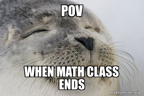 pov when math class ends - Satisfied Seal Meme Generator