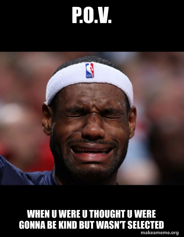 P.O.V. When u were u thought u were gonna be kind but wasn't selected ...