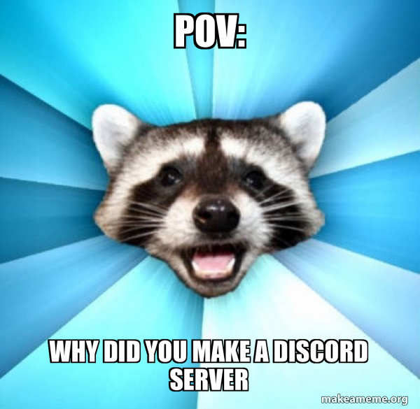 pov: why did you make a discord server - Lame Pun Coon Meme Generator