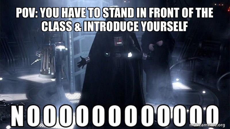 pov: you have to stand in front of the class & introduce yourself Meme ...