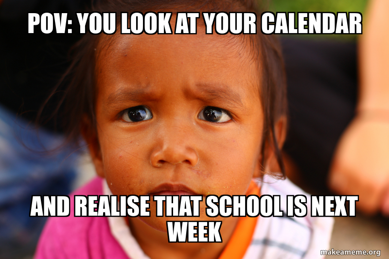 POV: you look at your CAlendar and realise that school is next week ...