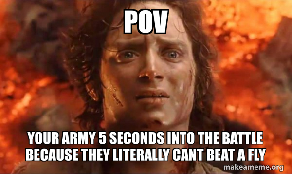 POV your army 5 seconds into the battle because they literally cant ...