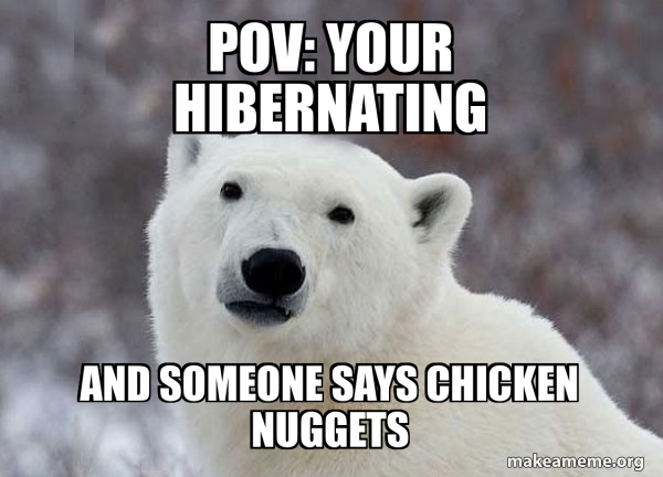 Pov: Your hibernating and someone says Chicken Nuggets - Popular ...
