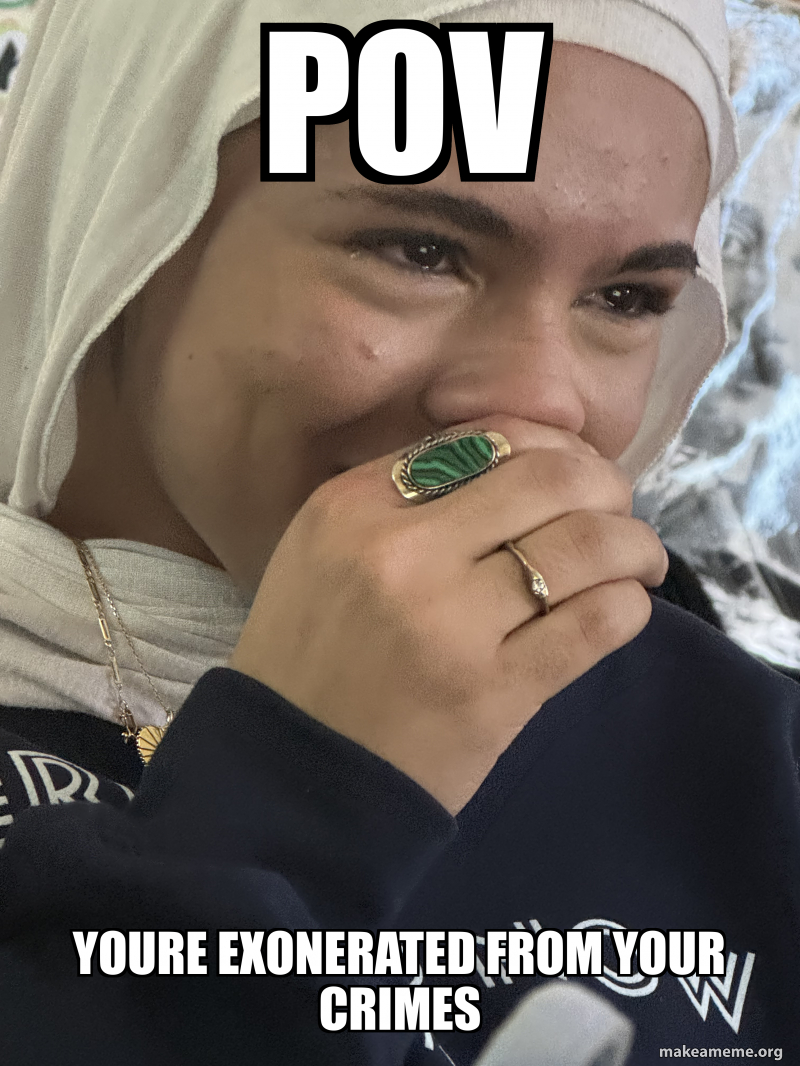 pov youre exonerated from your crimes Meme Generator