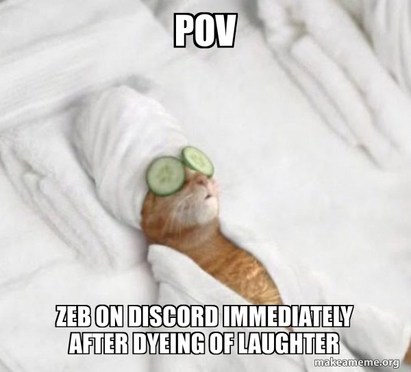 POV Zeb on discord immediately after dyeing of laughter - Pampered Cat ...