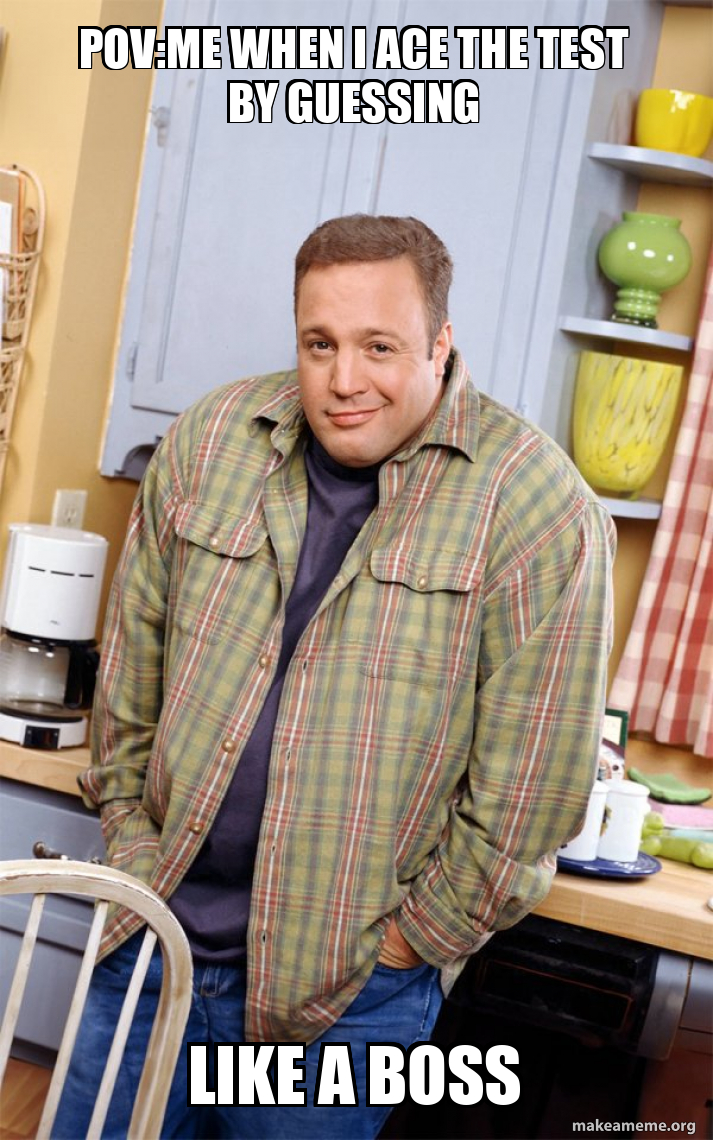 Pov:Me when I ace the test by guessing Like a boss - Kevin James Meme ...