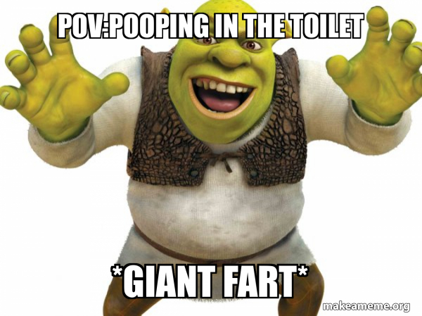 POV:pooping in the toilet *giant fart* - Shrek Meme Generator