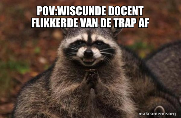 pov:Wiscunde docent flikkerde van de trap af - Evil Plotting Raccoon ...