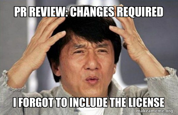 PR review: Changes required I forgot to include the license - Jackie ...
