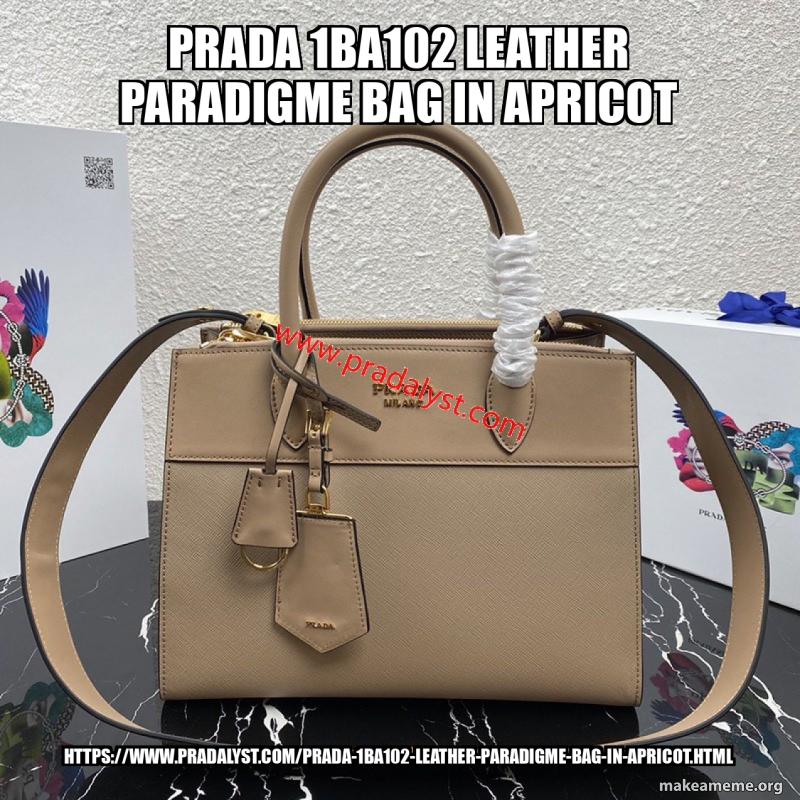 Prada 1BA102 Leather Paradigme Bag In Apricot https://www.pradalyst.com ...