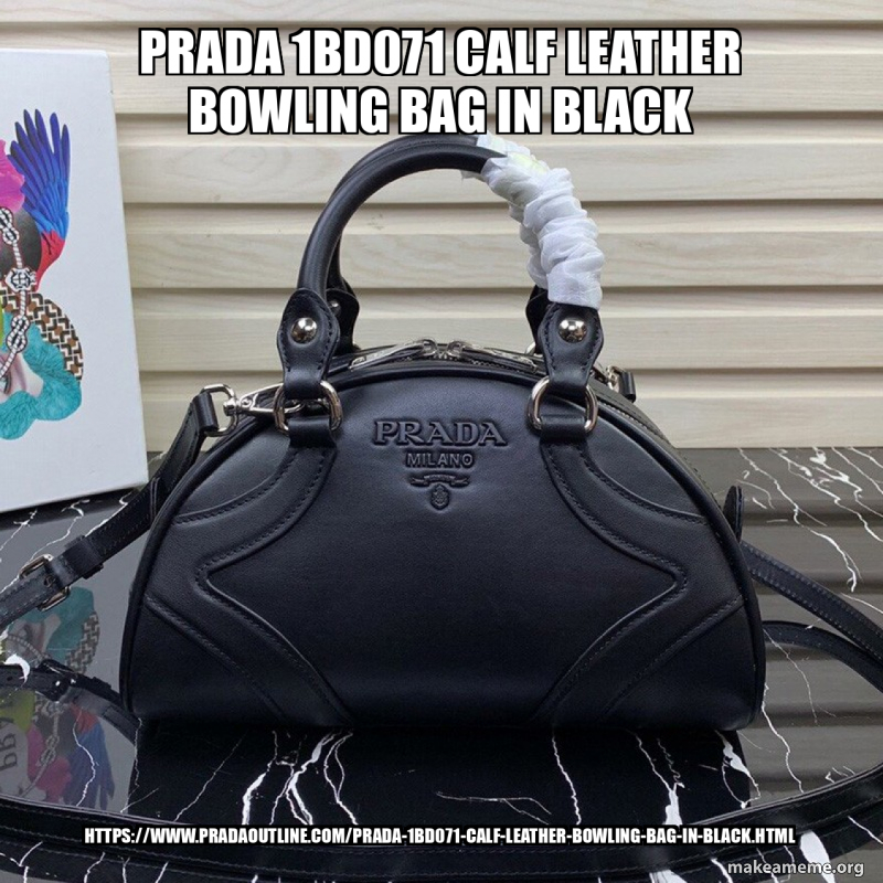 Prada 1BD071 Calf Leather Bowling Bag In Black https://www.pradaoutline ...