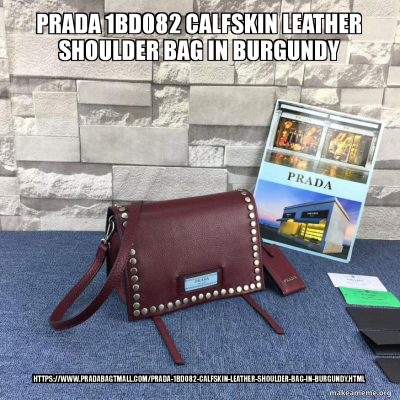 Prada 1BD082 Calfskin Leather Shoulder Bag In Burgundy https://www ...