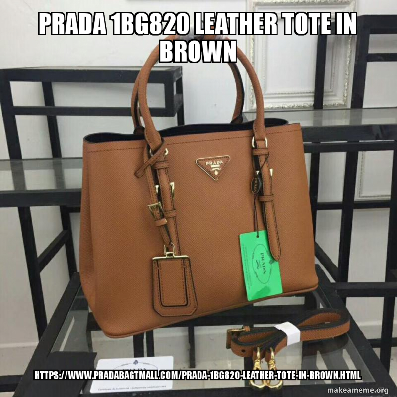 Prada 1BG820 Leather Tote In Brown https://www.pradabagtmall.com/prada ...