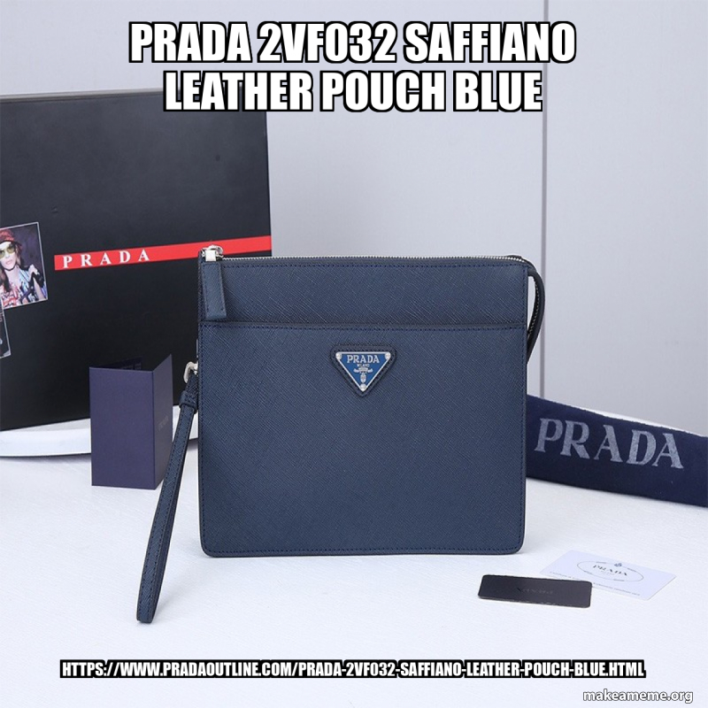 Prada 2VF032 Saffiano Leather Pouch Blue https://www.pradaoutline.com ...