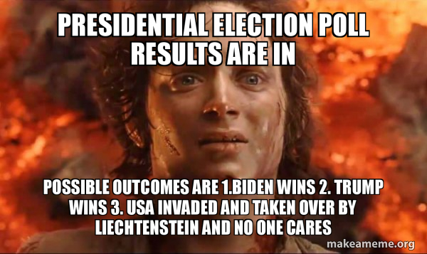 Presidential Election poll results are in Possible outcomes are 1.Biden ...