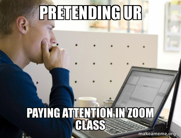 Pretending ur Paying attention in zoom class - Programmer Meme Generator