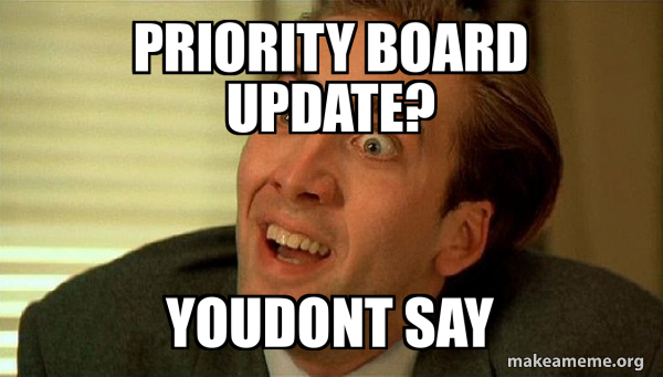 PRIORITY BOARD UPDATE? YOUDONT SAY - Sarcastic Nicholas Cage Meme Generator