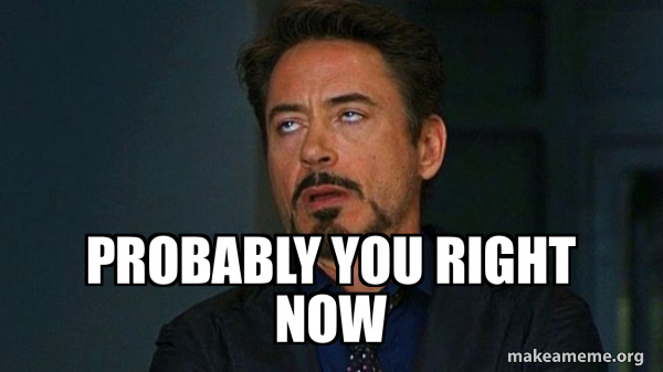 Probably You right now - Tony Stark Eye Roll Meme Generator