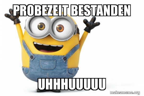 Probezeit Bestanden Uhhhuuuuu - Happy Minion Meme Generator