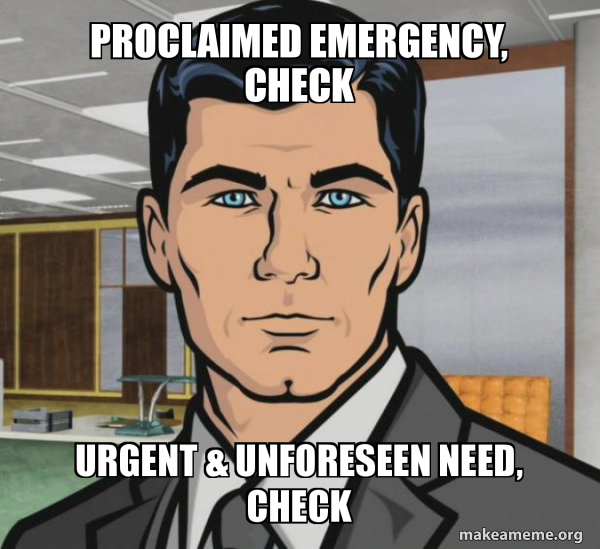 Proclaimed Emergency, Check Urgent & Unforeseen Need, Check - Archer ...