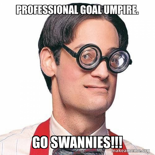 Professional goal umpire. Go swannies!!! Meme Generator