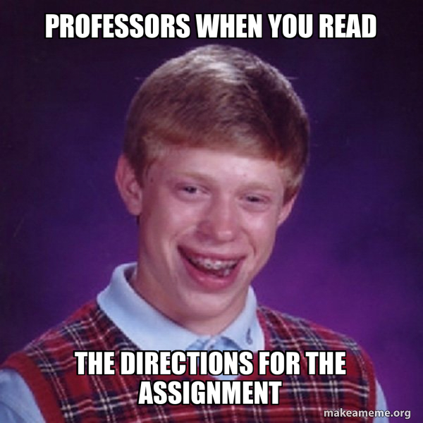 professors when you read the directions for the assignment - Bad Luck ...