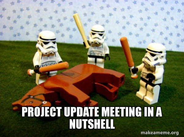 project update meeting in a nutshell - Flogging a Dead Horse Meme Generator