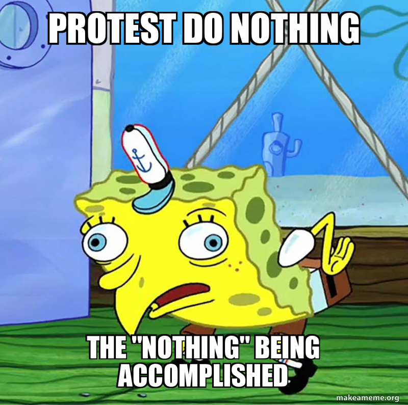 Protest do Nothing The "nothing" being accomplished - Do nothing meme ...