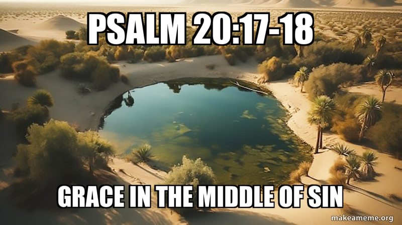 psalm 20:17-18 grace in the middle of sin Meme Generator