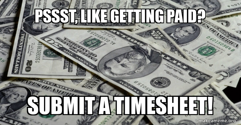 PSSST, Like Getting Paid? Submit A TimeSheet! Meme Generator